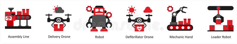 Assembly Line, Delivery Drone, Robot Stock Vector - Illustration of ...