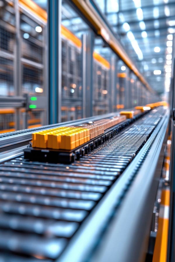 Assembly Line Efficiency, 3D Illustration of an Assembly Line ...