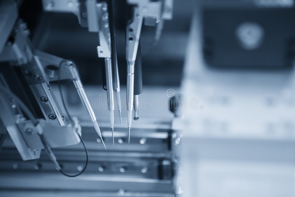 The Assembly Line of Electronic Board with Microchip Stock Photo ...