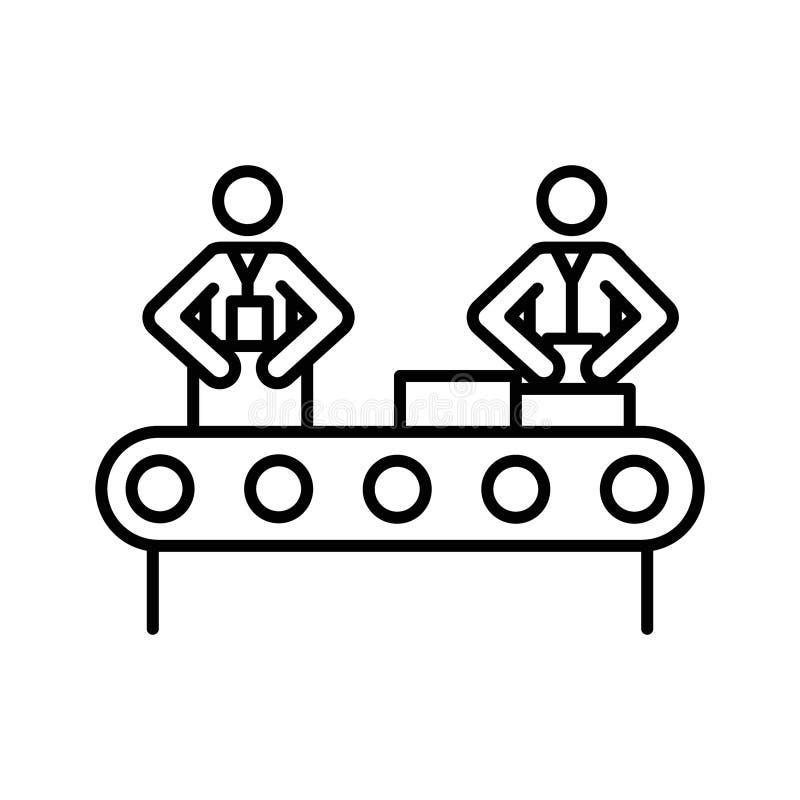 Assembly Line Icon Linear Logo Mark in Black and White Stock Vector ...