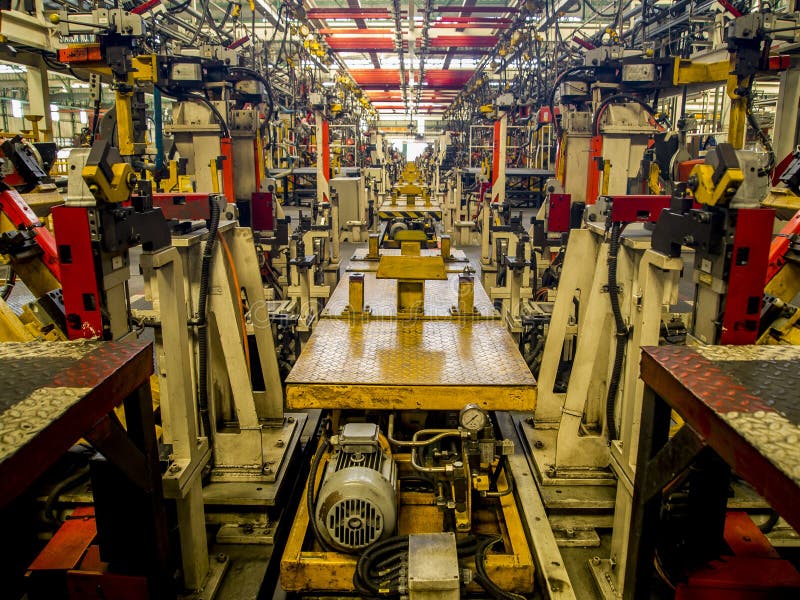 Cab of Car in Welding Assembly Line2 Stock Photo - Image of measuring ...