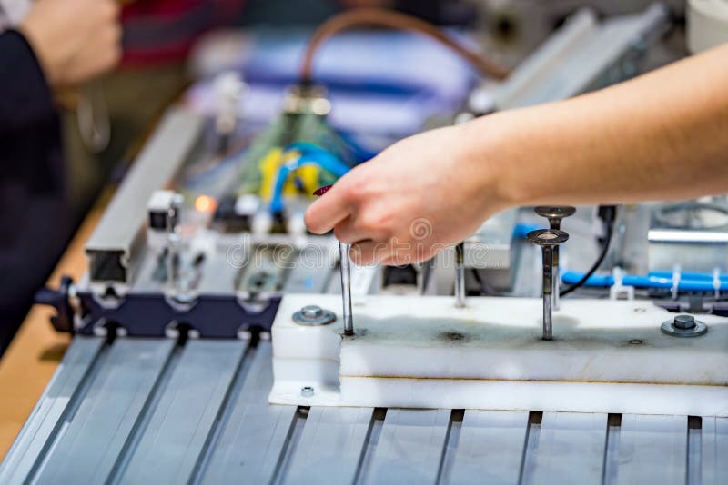 Assembly Line of Mechanical Engineering Stock Photo - Image of line ...