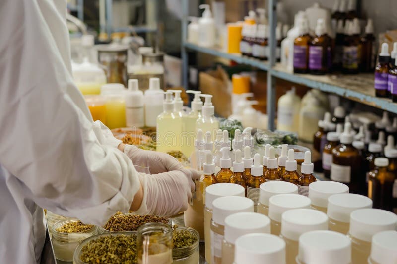Assembly Line of a Natural Cosmetics Factory, Cosmetics on the Conveyor ...