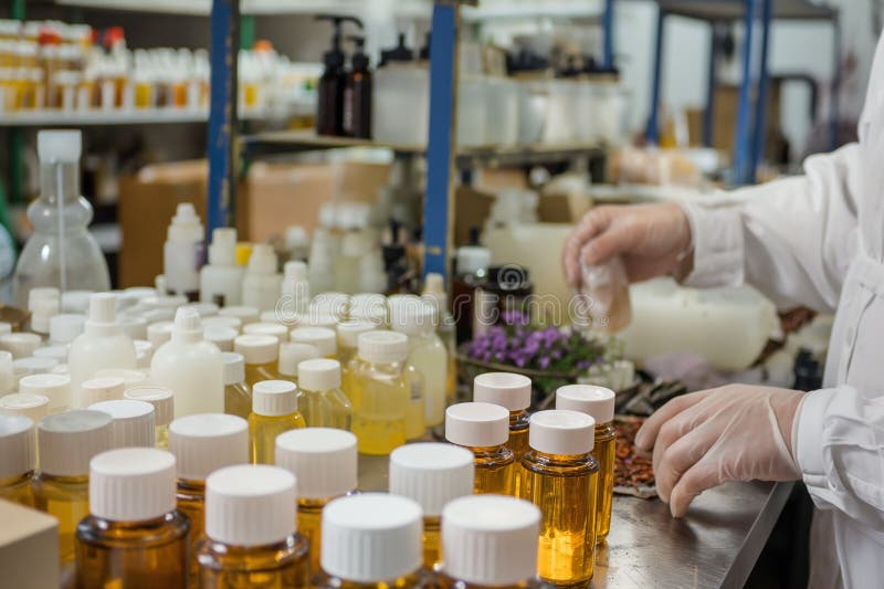 Assembly Line of a Natural Cosmetics Factory, Cosmetics on the Conveyor ...