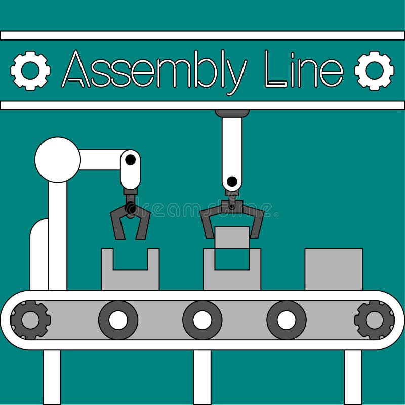 Assembly line poster stock vector. Illustration of manufacturing ...