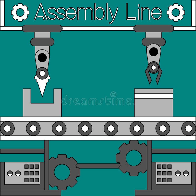 Assembly line poster stock vector. Illustration of manufacture - 159613949