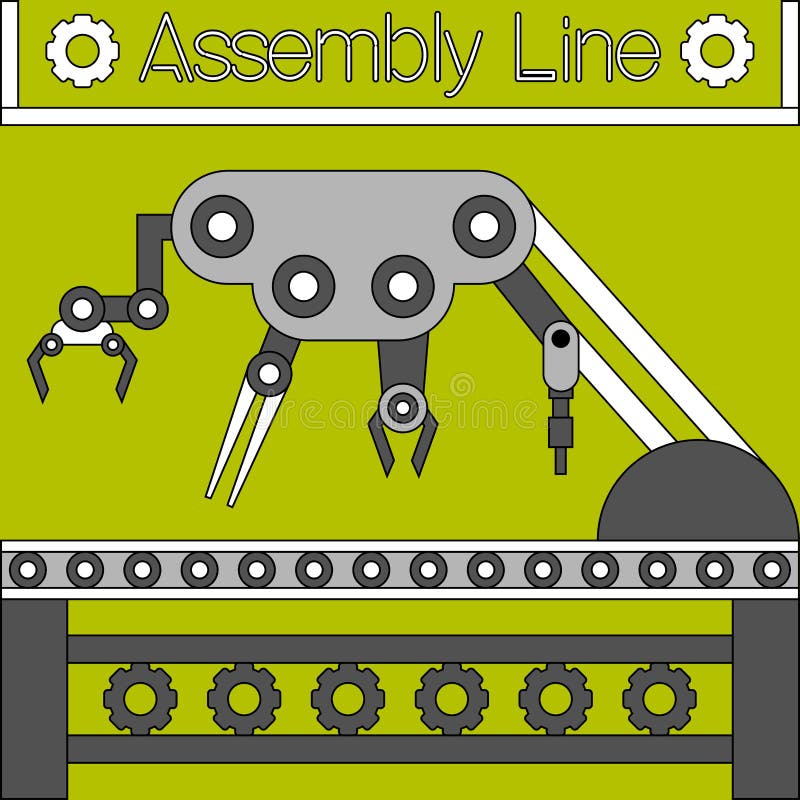 Assembly line poster stock vector. Illustration of technology - 159613958