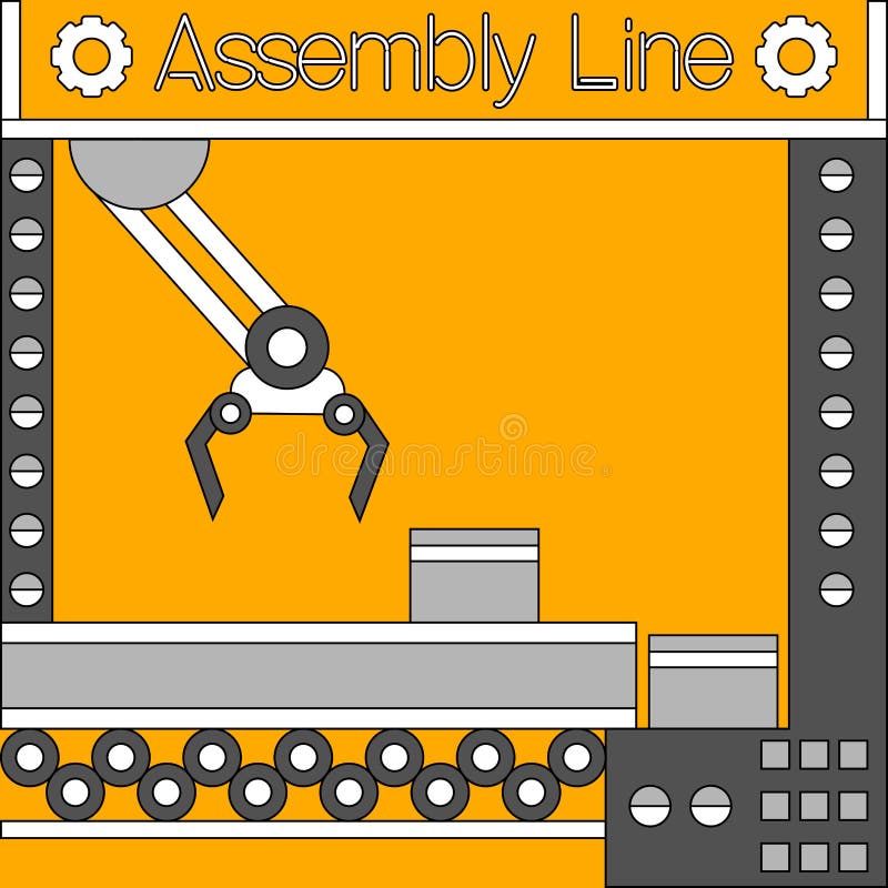 Assembly line poster stock vector. Illustration of process - 159614000