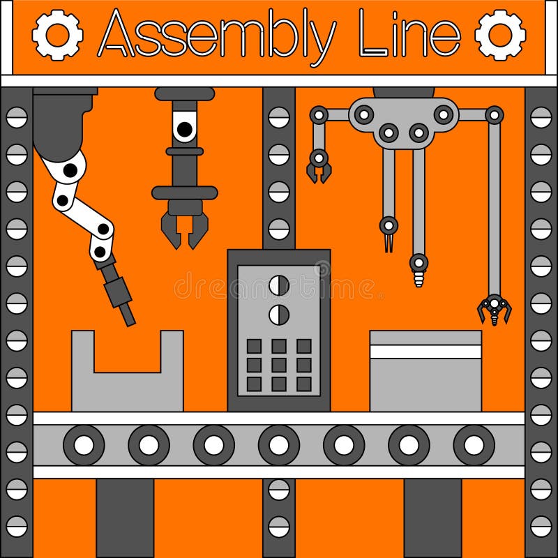 Assembly line poster stock vector. Illustration of factory - 159614027