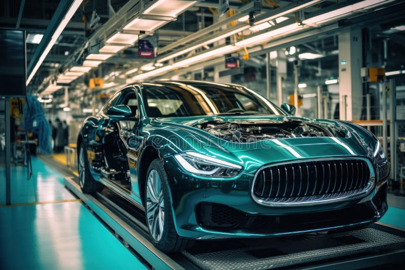 Assembly Line for the Production of Modern Cars. the Final Stage of ...