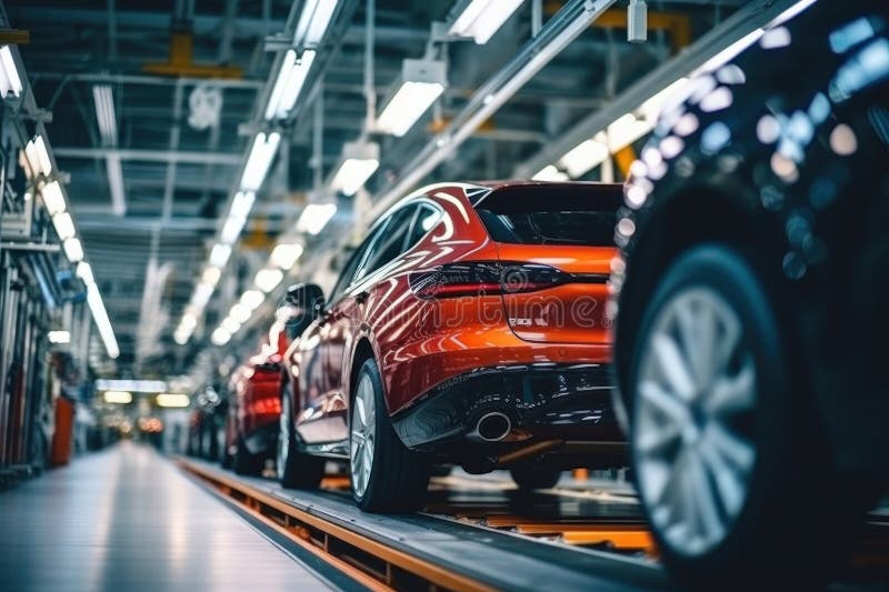 Assembly Line for the Production of Modern Cars. the Final Stage of ...