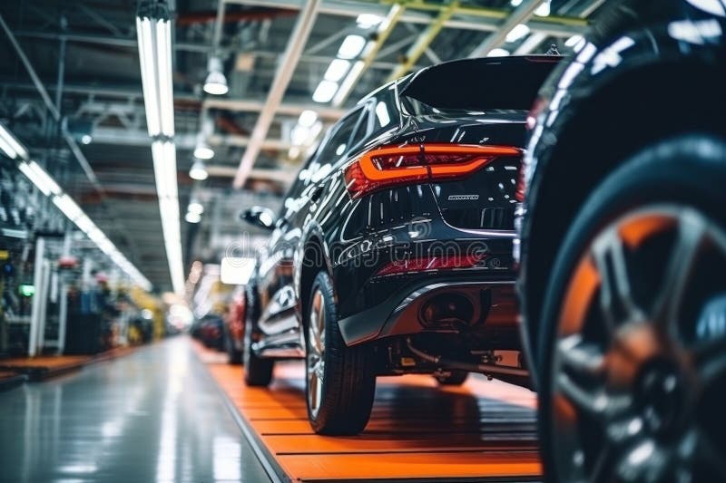 Assembly Line for the Production of Modern Cars. the Final Stage of ...