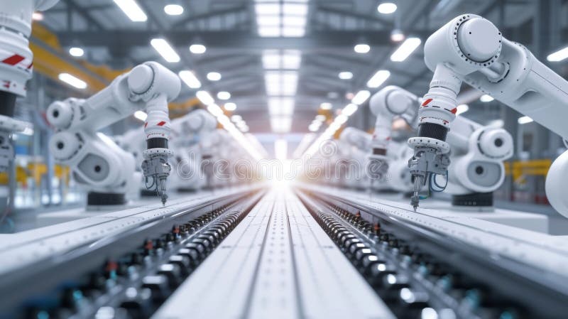 An Assembly Line of Robotic Arms Each Performing a Specific ...