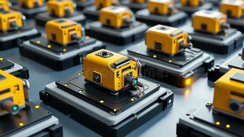 An Assembly Line of Small Robots Collaborating in Harmony Their Sleek ...