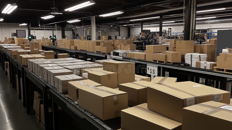 Assembly Line Where Products are Efficiently Wrapped and Packed into ...