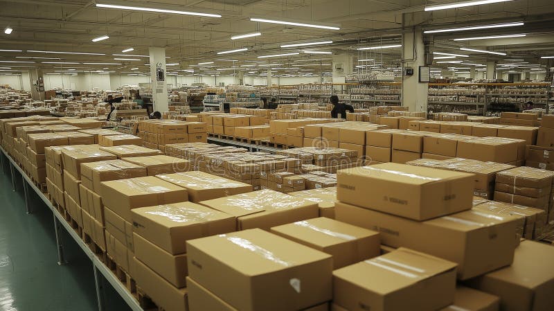 Assembly Line Where Products are Efficiently Wrapped and Packed into ...