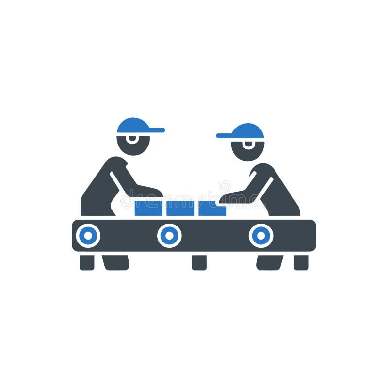 Assembly Line Workers Icon stock vector. Illustration of manufacturing ...