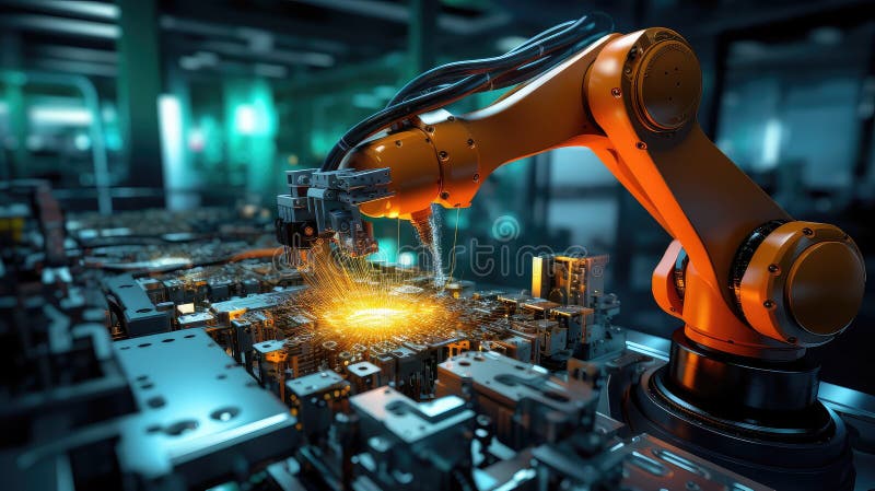 Assembly Machine Electronics Factory Stock Illustration - Illustration ...