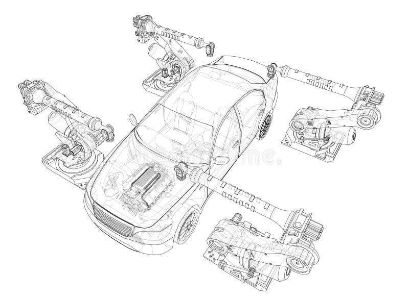 Assembly of Motor Vehicle. Vector Stock Vector - Illustration of ...