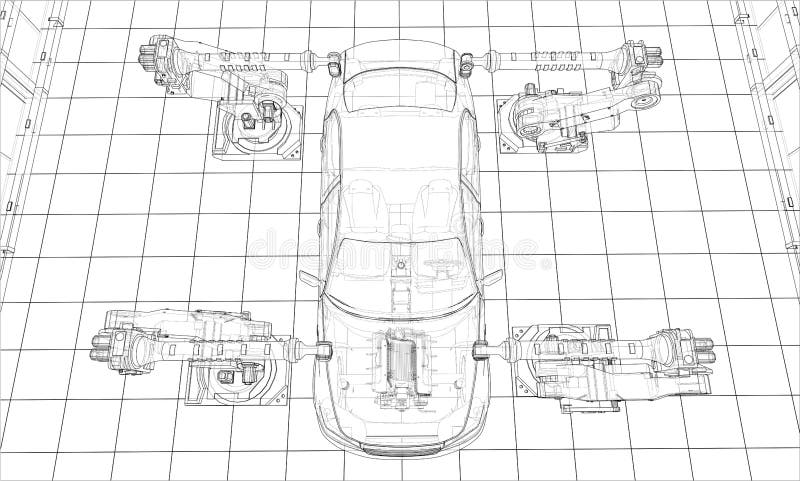 Assembly of Motor Vehicle. Vector Stock Vector - Illustration of ...
