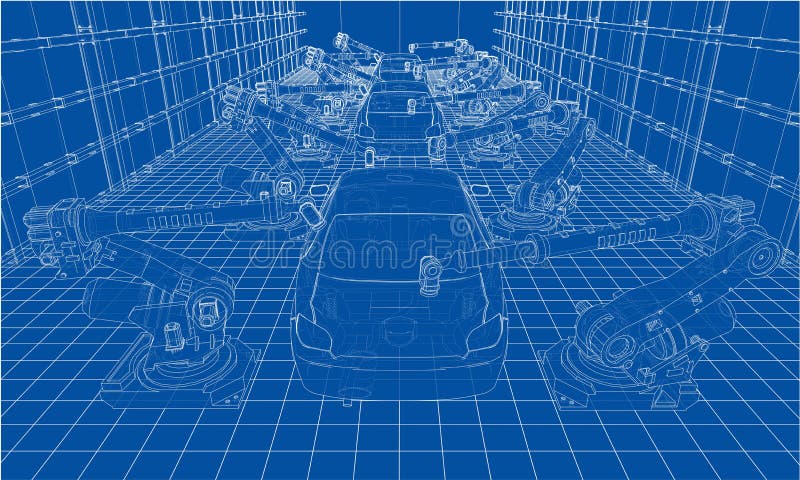 Assembly of Motor Vehicle. Vector Stock Vector - Illustration of modern ...