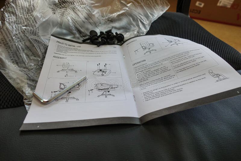 Assembly of Office Furniture. Instructions and Tools Stock Photo ...