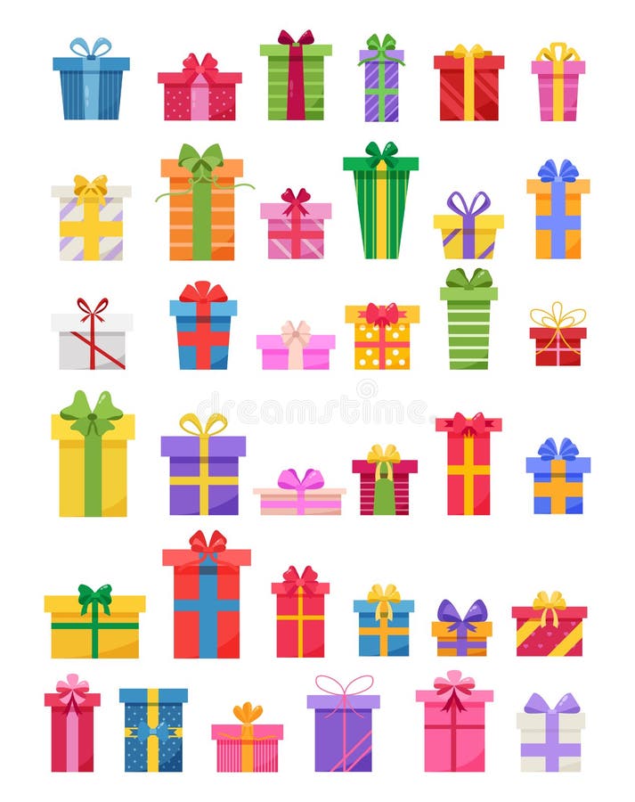 Assembly of 36 Pieces of Multicolored Gift Boxes - Vector Stock Vector ...