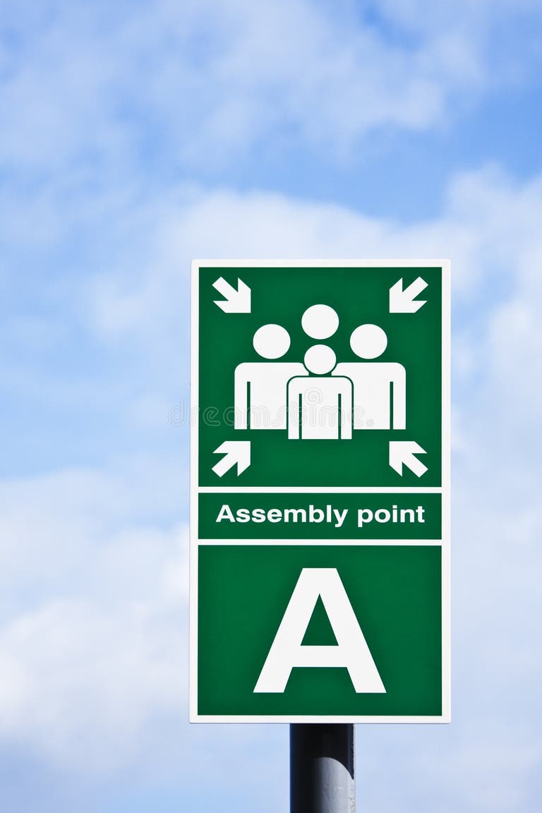 White Assembly Point Sign Blue Stock Photos - Free & Royalty-Free Stock ...