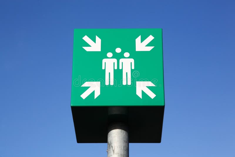 White Assembly Point Sign Blue Stock Photos - Free & Royalty-Free Stock ...