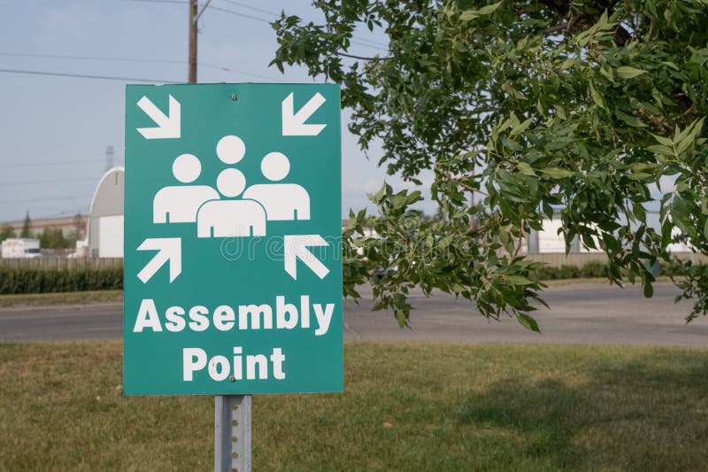 Assembly Point Sign for Fire Evacuation Stock Photo - Image of exit ...