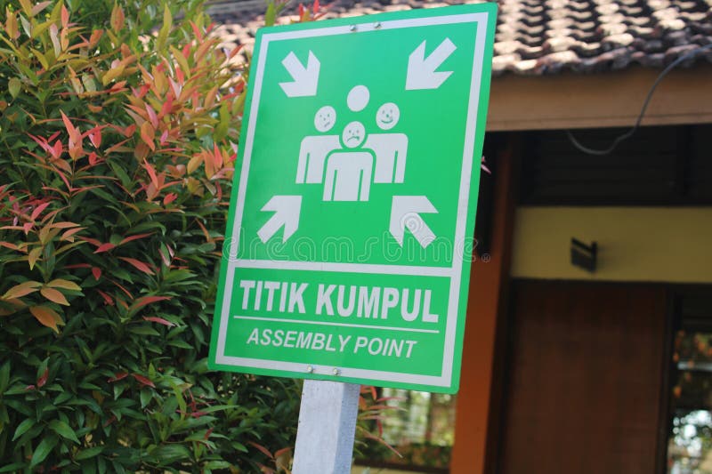 Assembly Point Sign in My School Stock Image - Image of assembly ...