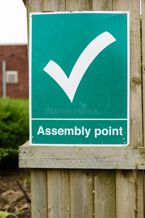 Assembly Point Sign Outside Stock Image - Image of safety, point: 269216549