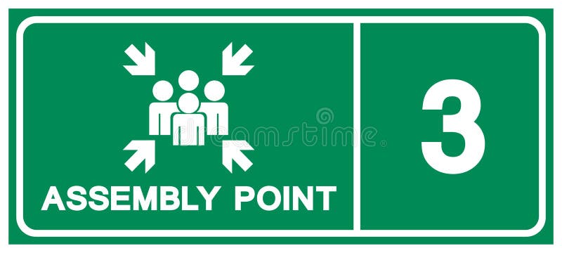 Assembly Point 3 Symbol Sign, Vector Illustration, Isolated on White ...
