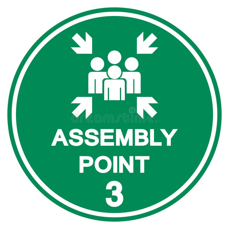 Assembly Point 3 Symbol Sign, Vector Illustration, Isolated on White ...