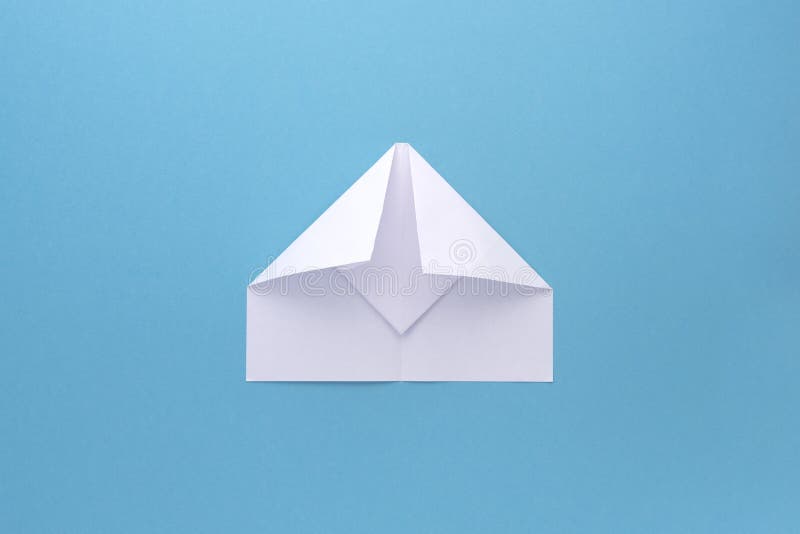 Assembly Procedure of a Paper White Airplane. Origami Stock Photo ...
