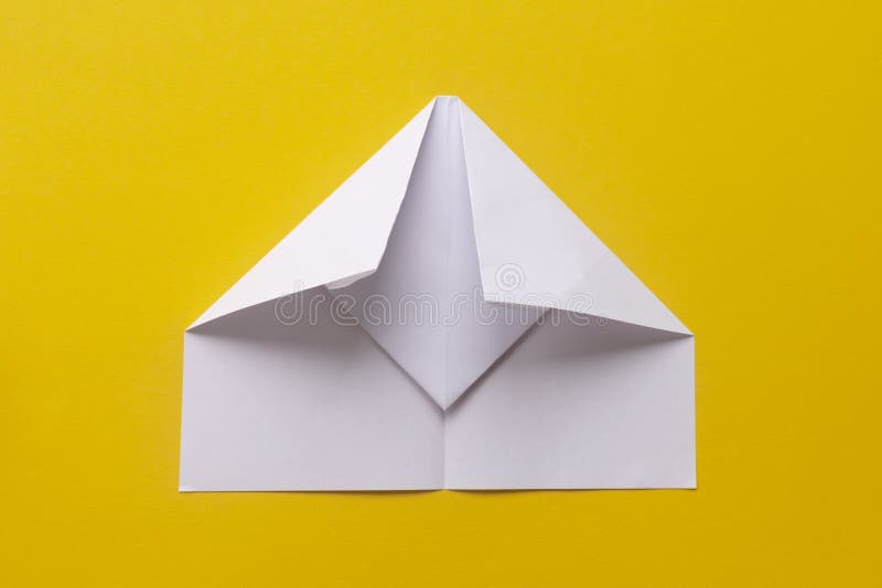 Assembly Procedure of a Paper White Airplane. Origami Stock Photo ...