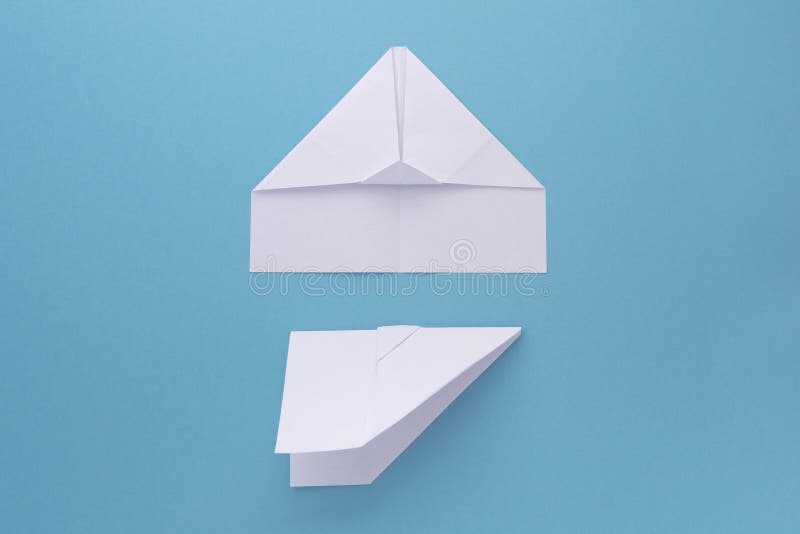 Assembly Procedure of a Paper White Airplane. Origami Stock Photo ...