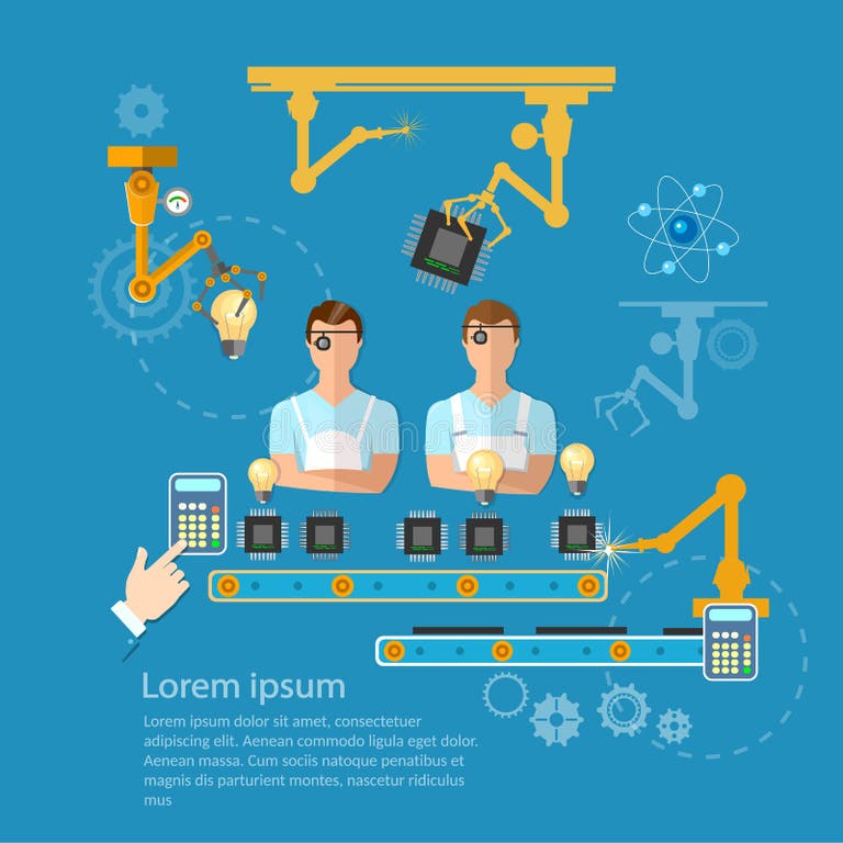 Assembly and Production of Computers Banners Stock Vector ...