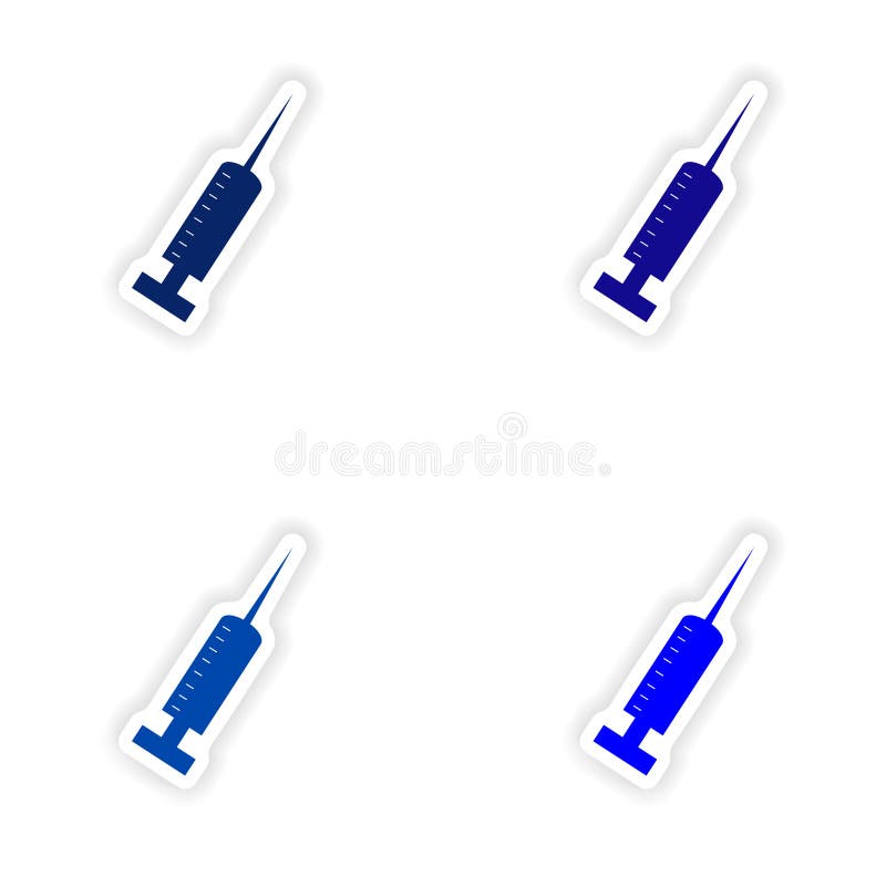 Assembly Realistic Sticker Design on Paper Syringe Stock Vector ...