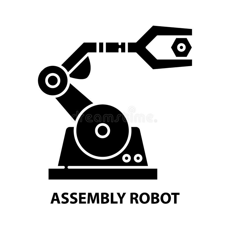 Assembly Robot Icon, Black Vector Sign with Editable Strokes, Concept ...