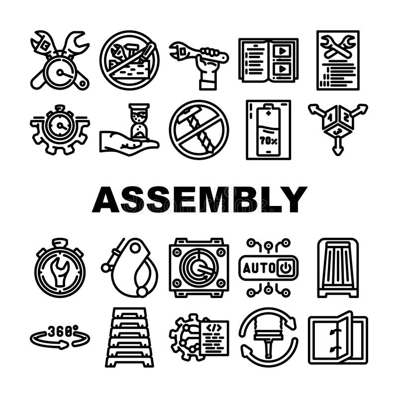 Assembly Setup Product Icons Set Vector Stock Vector - Illustration of ...