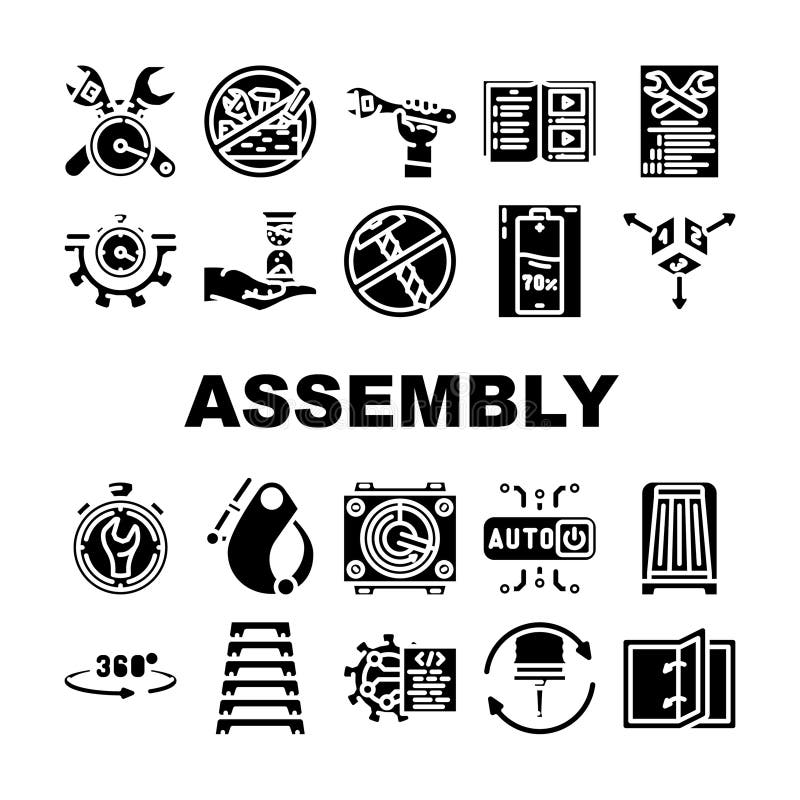 Assembly Setup Product Icons Set Vector Stock Illustration ...
