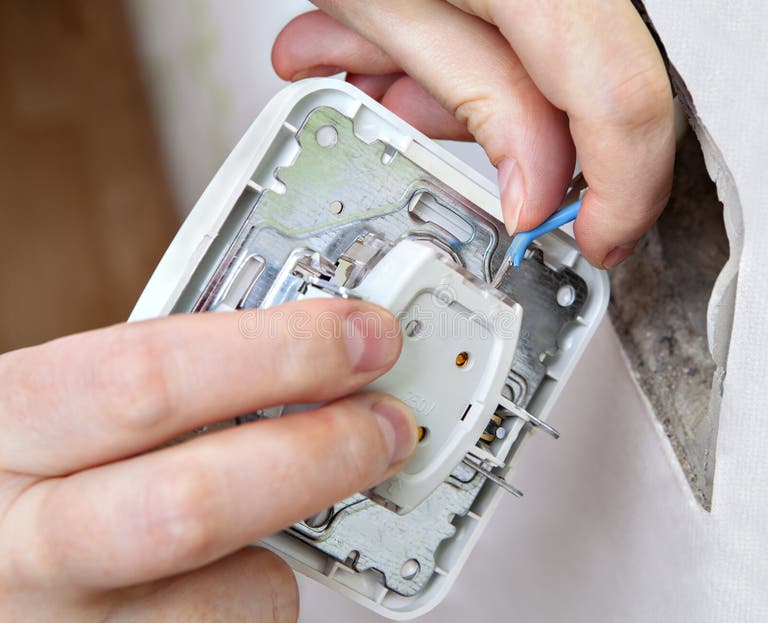 Assembly, Switches Located Inside the Wall, Close-up Stock Photo ...