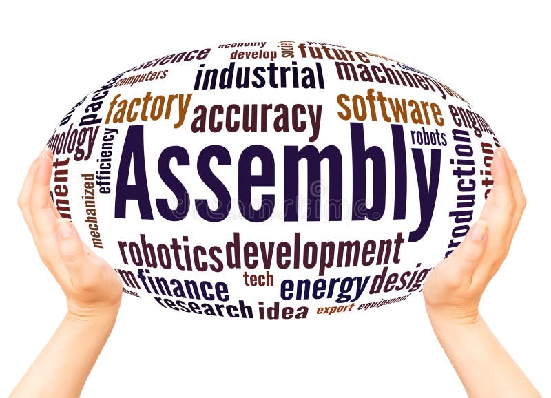 Assembly Word Cloud Hand Sphere Concept Stock Illustration ...