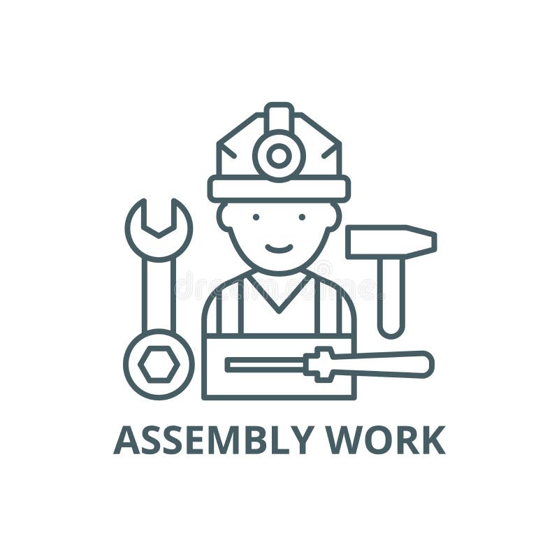 Assembly Work Line Icon, Vector. Assembly Work Outline Sign, Concept ...