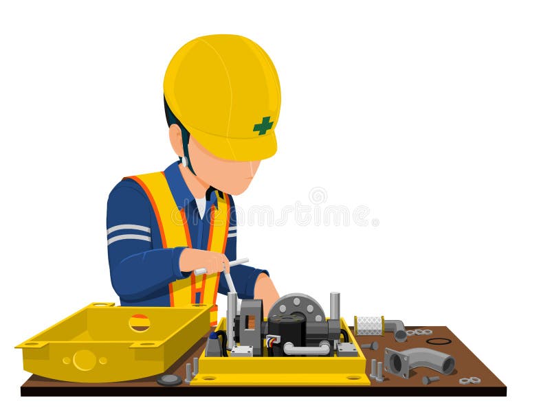 Worker Is Operating Control Panel Stock Vector - Illustration of ...