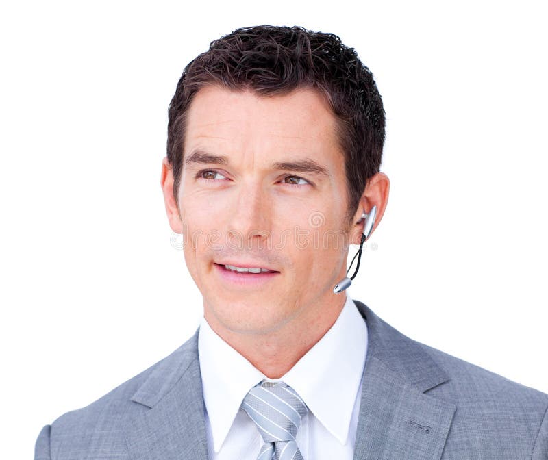 Assertive Customer Service Agent Using Headset Stock Photo - Image of ...