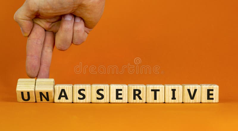 Passive or Assertive Symbol. Businessman Turns Wooden Cubes and Changes ...