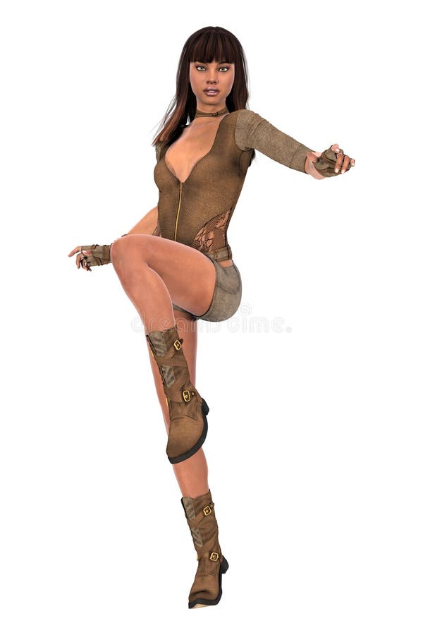 Beautiful Assertive Powerful Urban Fantasy Woman Walking Towards The