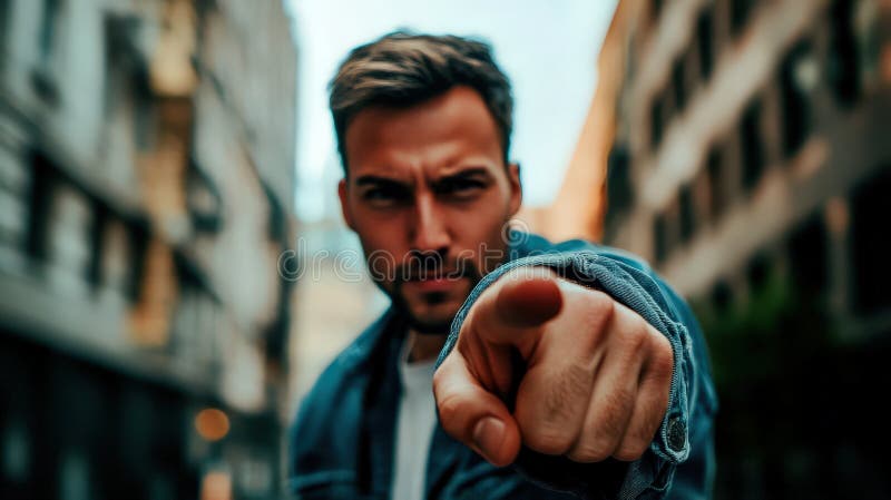Assertive Young Man Pointing Towards the Viewer with Shadows in an ...